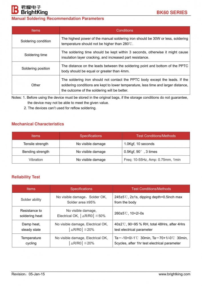 Brightking BK60 PTC datasheet page 5