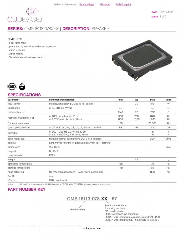 CMS-15113-078L100A-67 datasheet page 1