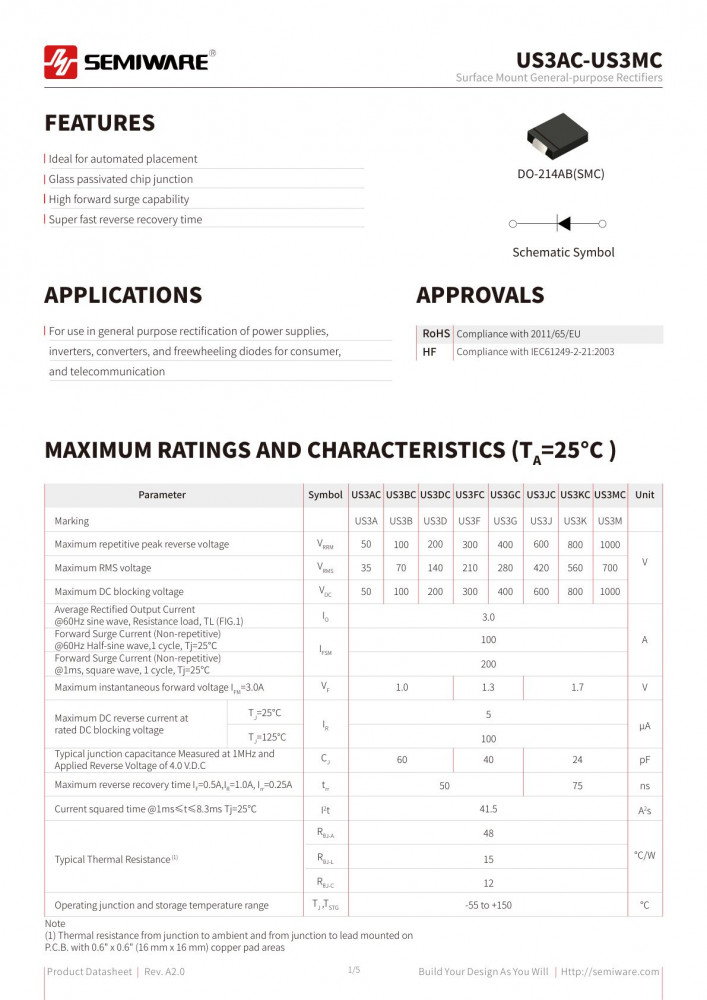 US3DC datasheet page 1