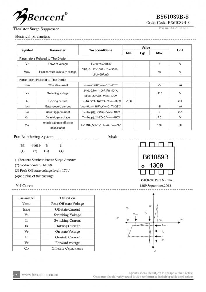 BS61089B-8 datasheet page 2