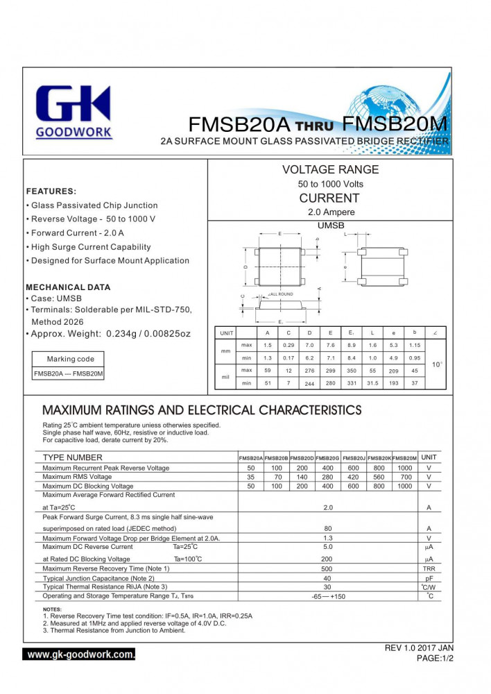 GOODWORK FMSB20M datasheet page 1
