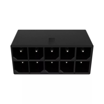 Mega-Fit Right-Angle Header, 5.70mm Pitch, Through Hole, Dual Row, 10 Circuits, Matte Tin (Sn) Plating, 3.60mm Tail Length, Glow-Wire Capable, Tape and Reel, Black for sale