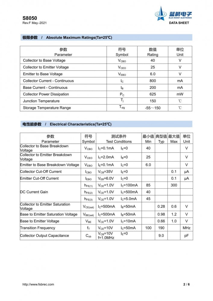 S8050 datasheet page 2