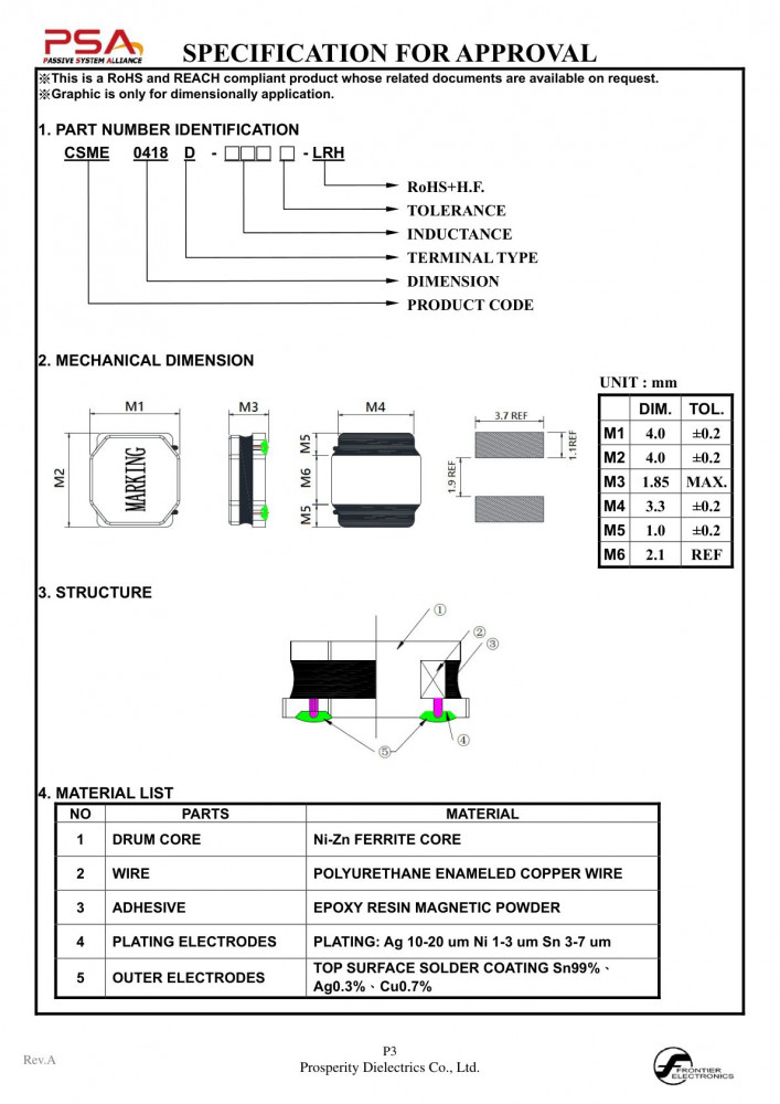 PSA CSME0418D specification page 4