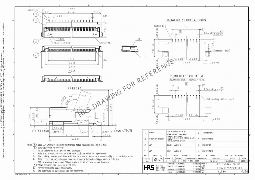 HRS FH52E technical document page 1