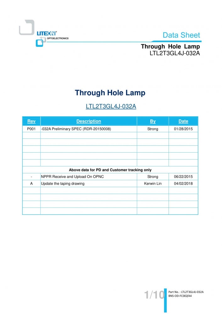 LTL2T3GL4J-032A datasheet page 2