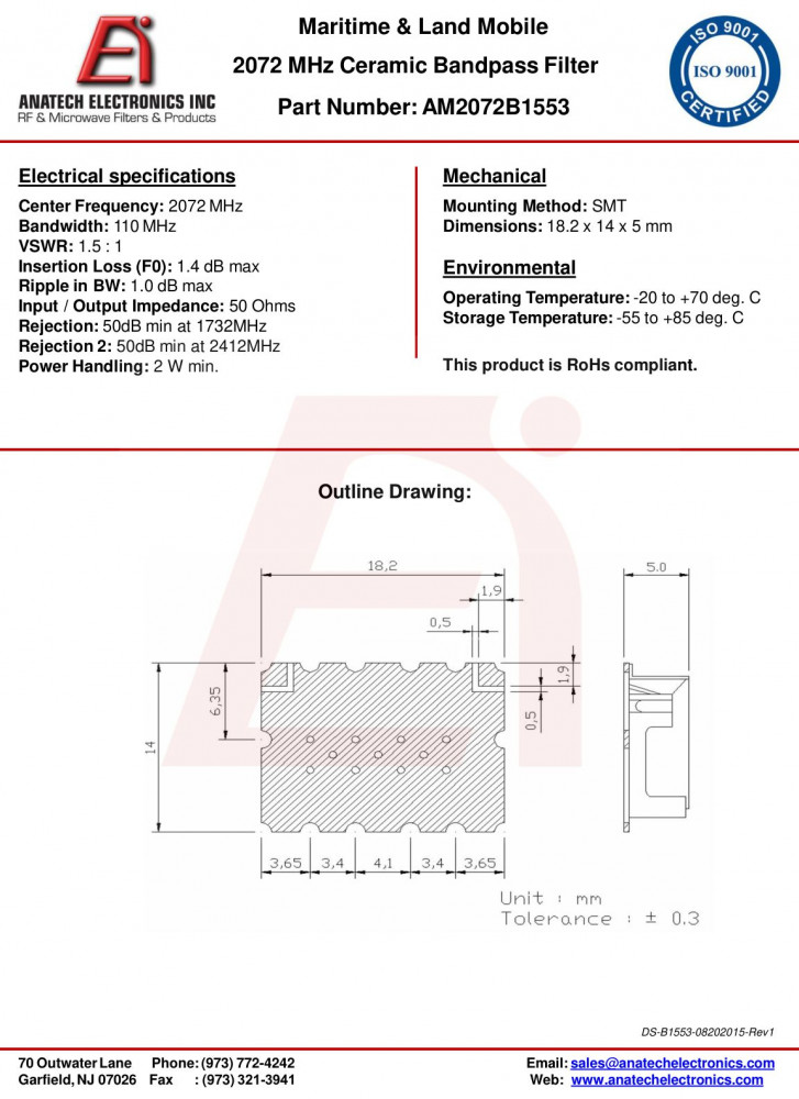 AM2072B1553 technical document page 1