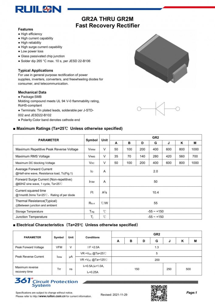 RUILON GR2 series datasheet page 1