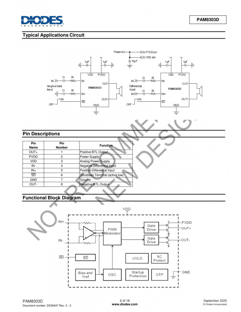 PAM8303DBSC datasheet page 2
