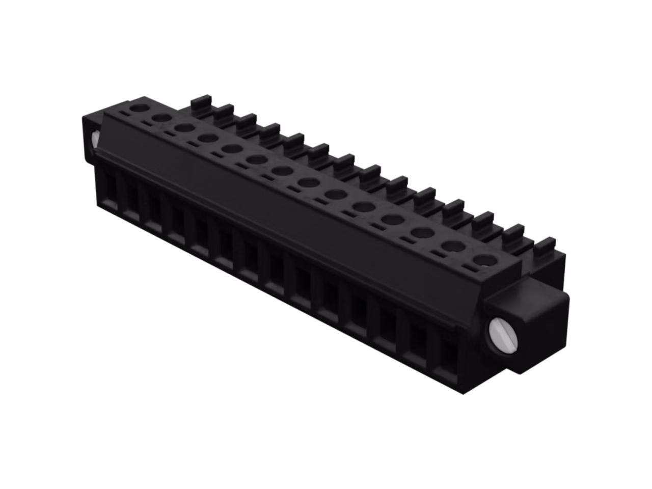 3.81mm Pitch Eurostyle Horizontal Plug, with Retention Screws and Reverse Imprinting, Gold (Au) Plated, Black, 14 Circuits for sale