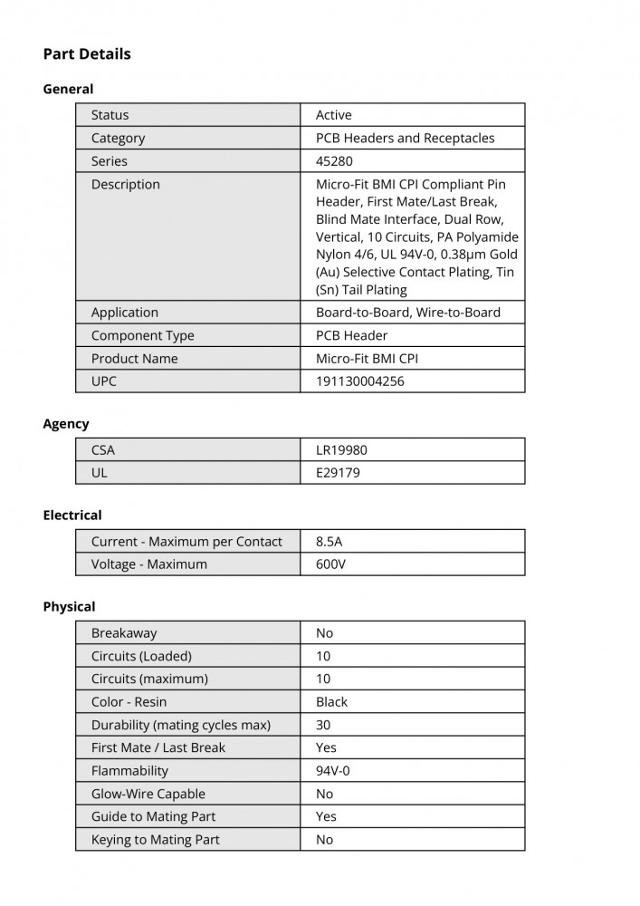 Technical document page 2 for MOLEX 452801032