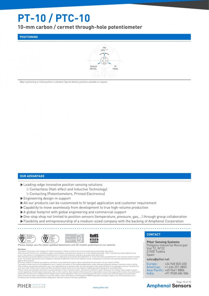 PT-10 product document page 10