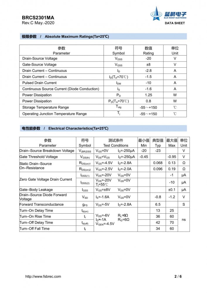 BRCS2301MA datasheet page 2