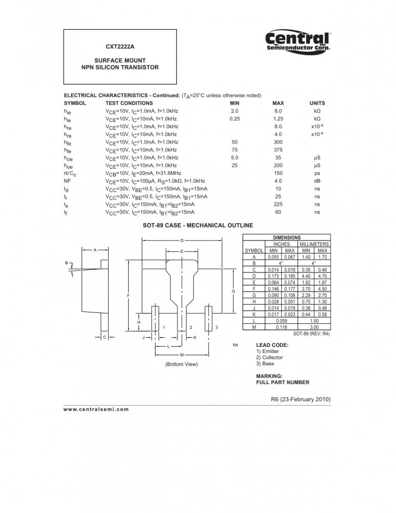 CXT2222A TR PBFREE datasheet page 2