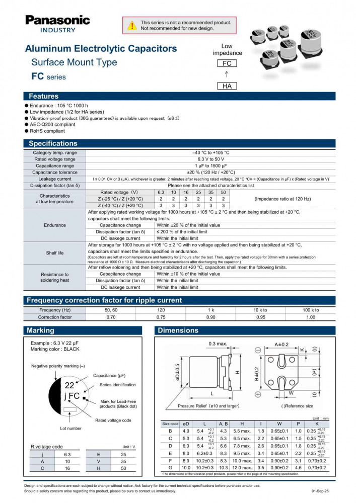 FC series datasheet page 1