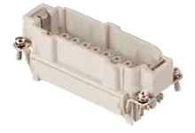 Heavy-Duty Screw Terminal Insert, Male, 24-Pole, 16A, Numbered 25-48, with Wire Protection, Silver (Ag) Plated Contacts, Size 24B «104x27»