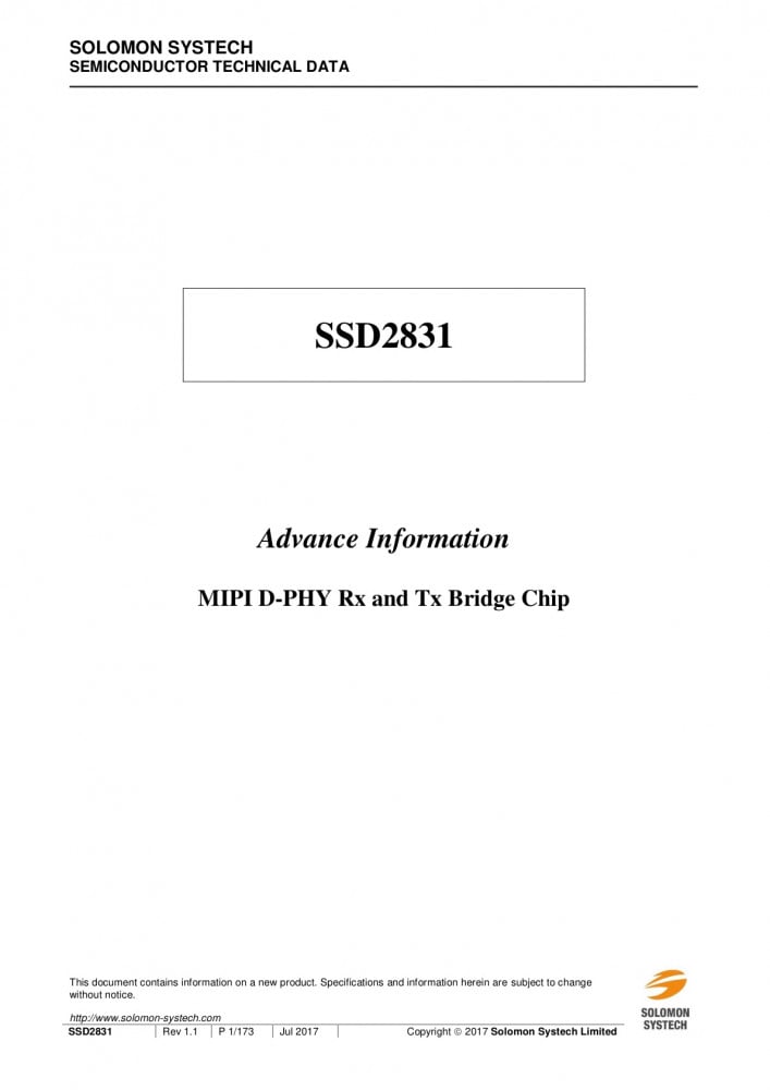 SSD2831 datasheet page 1