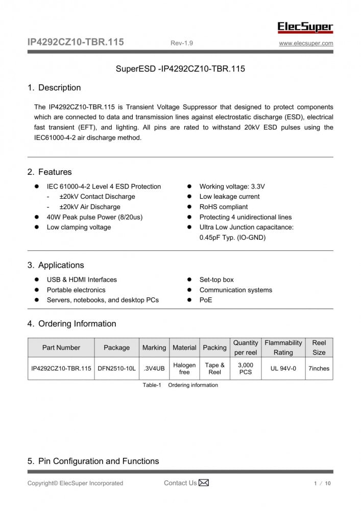 IP4292CZ10-TBR.115 datasheet page 1