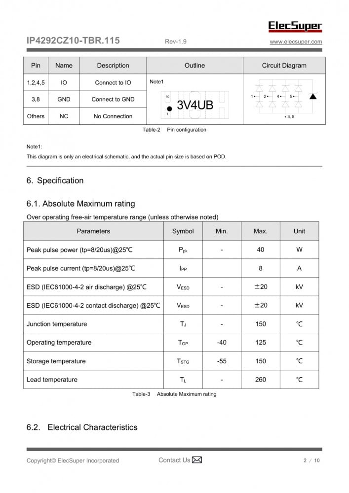 IP4292CZ10-TBR.115 datasheet page 2