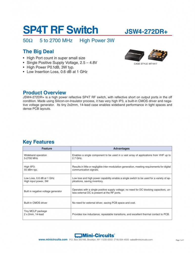 JSW4-272DR+ datasheet page 1