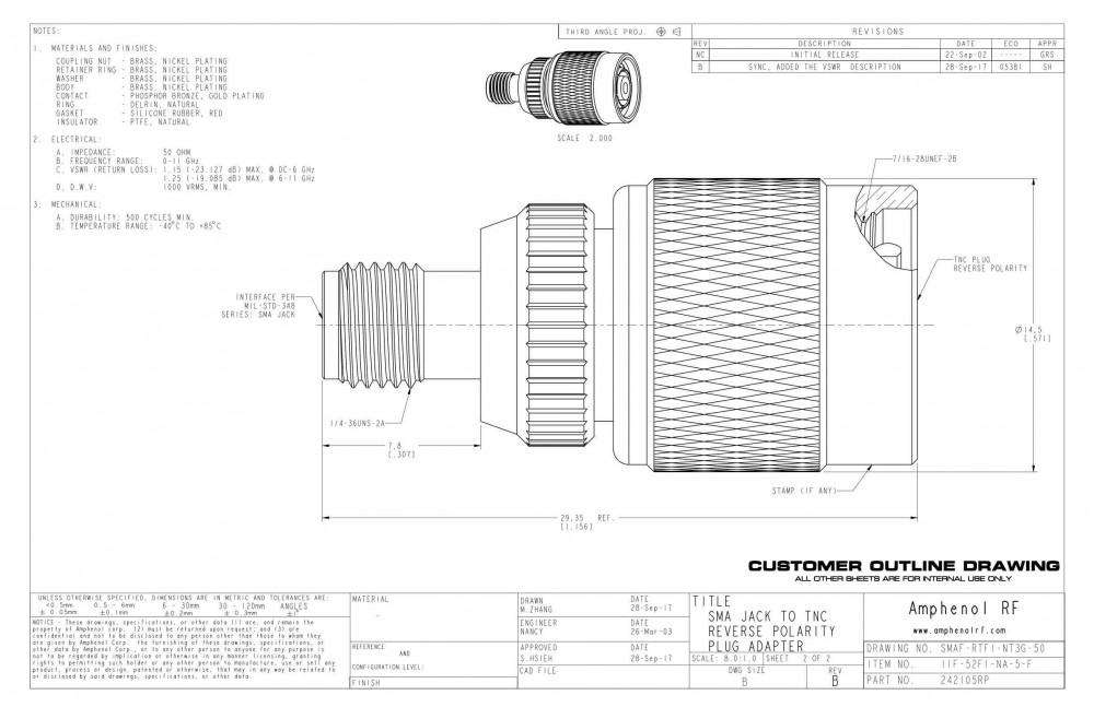 Amphenol 242105RP technical drawing