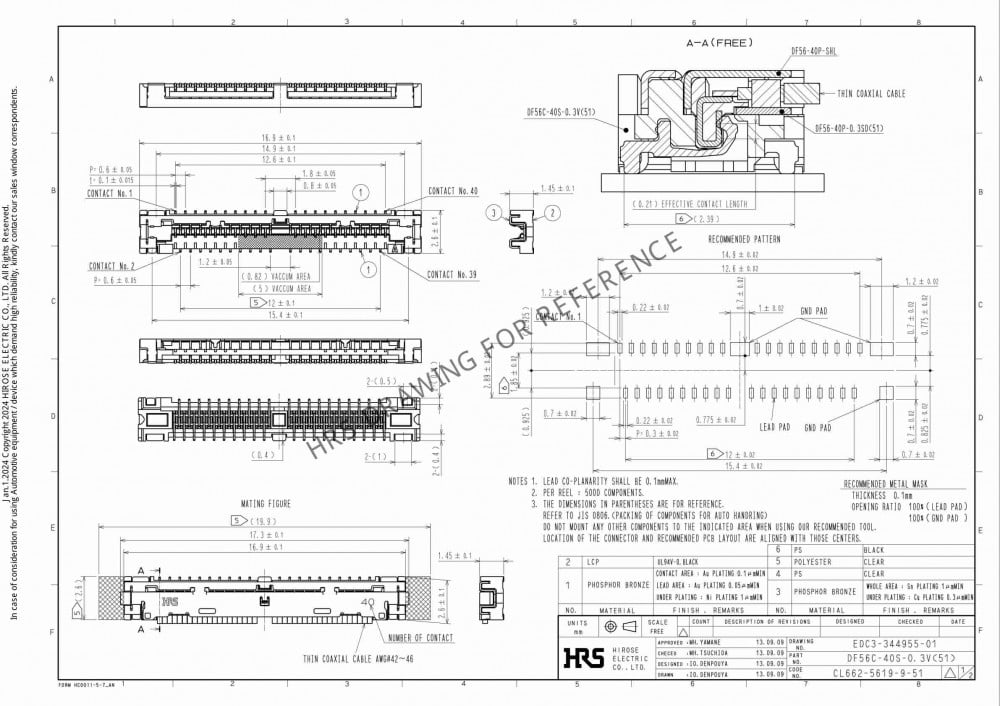HRS DF56C-40S-0.3V(51) technical drawing page 1