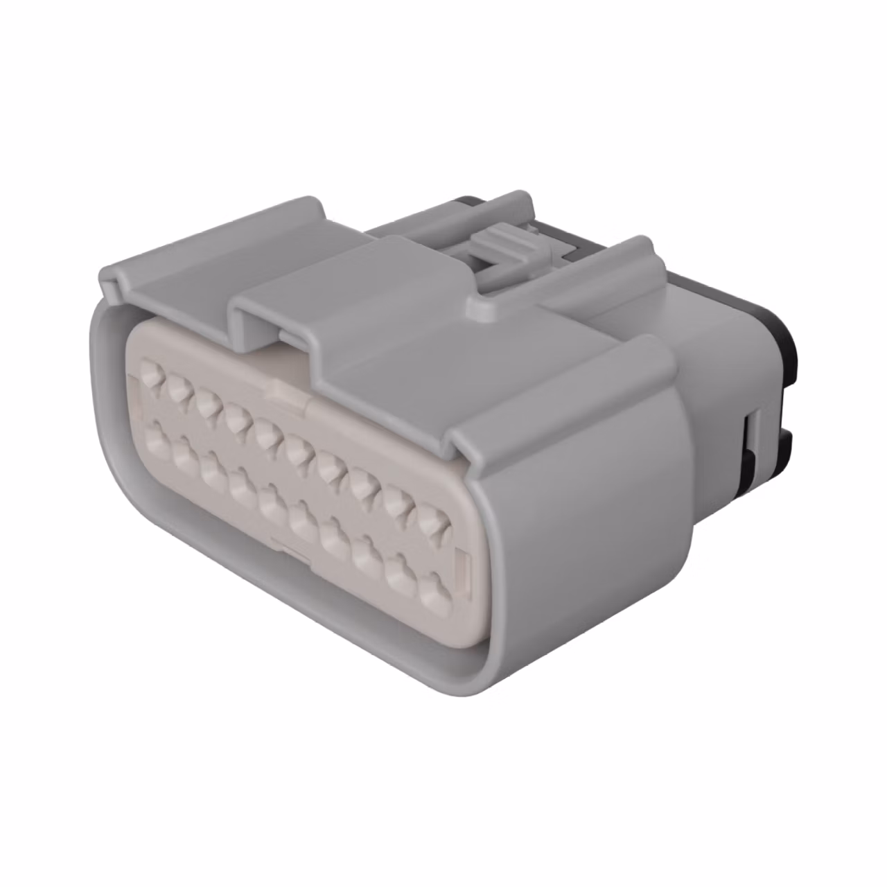 MX150 Mat-Sealed Female Connector Assembly, Dual Row, 20 Circuits, Keying Option D, without Connector Position Assurance, Stone Gray for sale