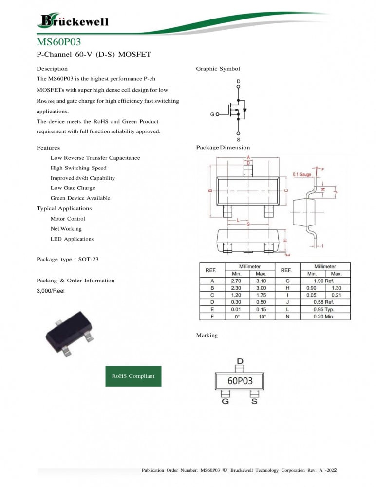 MS60P03 datasheet page 1
