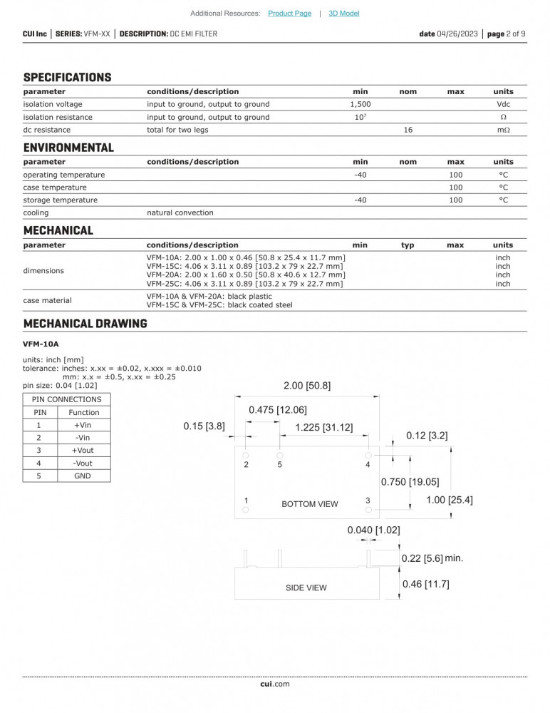 VFM-25C datasheet page 2