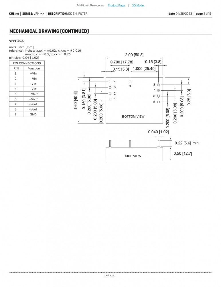 VFM-25C datasheet page 3