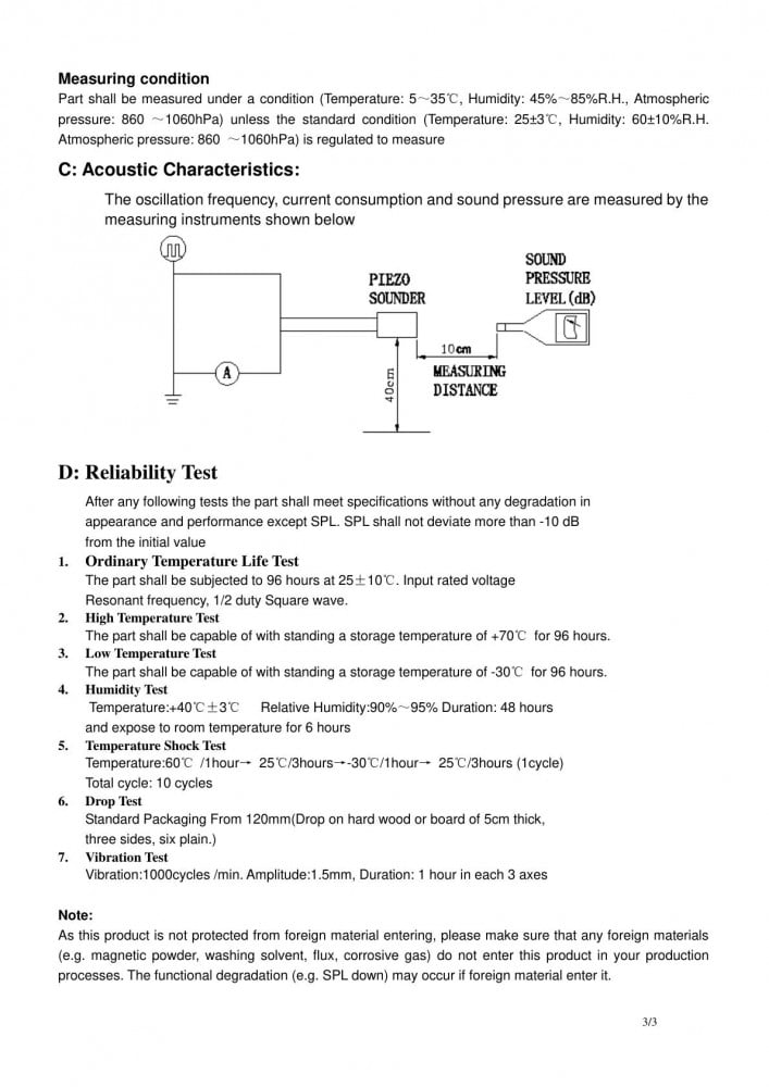 GPC5010L100-5V2800 acoustic characteristics page