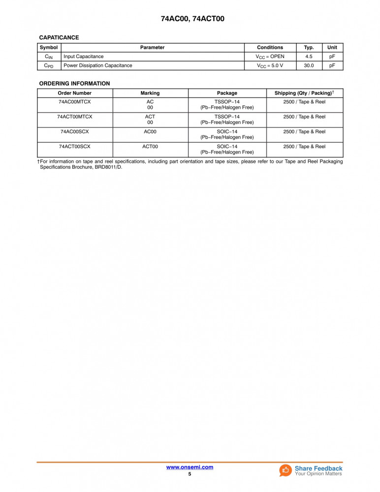 74AC00 datasheet preview, page 5