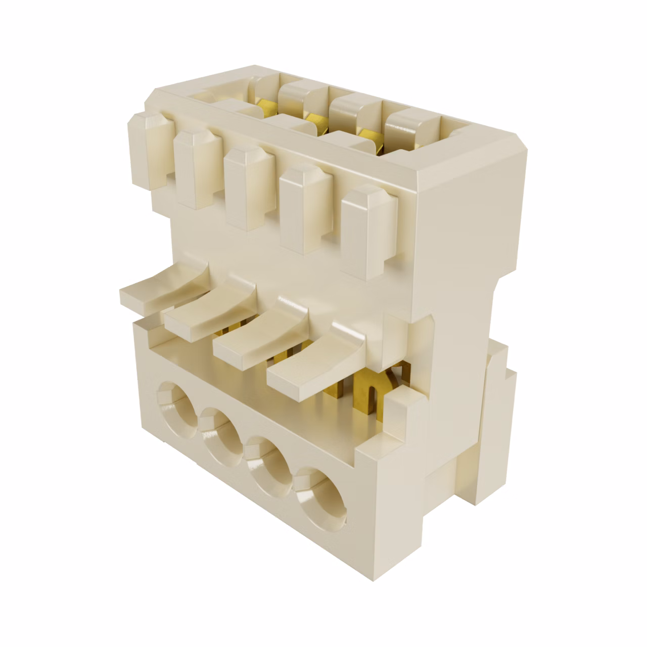 Appli-Mate RAST 2.5 Connector, 2.50mm Pitch, Female, 4 Circuits, No Position Keys Removed, Closed Endwalls, Gold Plating for sale