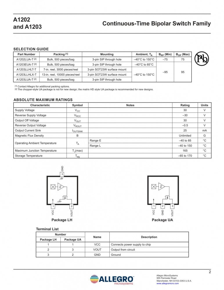 A1203LLHLX-T datasheet page 2