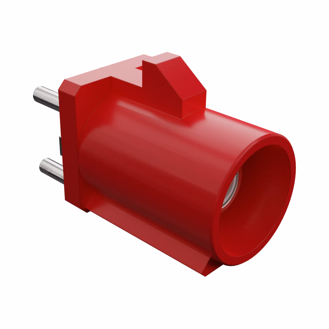 FAKRA Jack, Straight, PCB Receptacle, Through Hole, Die Cast Body, Tin (Sn) Plated, Keying Code L, Carmine Red, Tray, 50 Ohms for sale