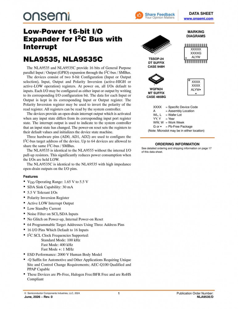 NLA9535 datasheet page 1