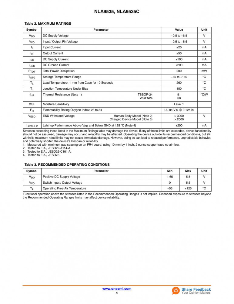 NLA9535 datasheet page 4