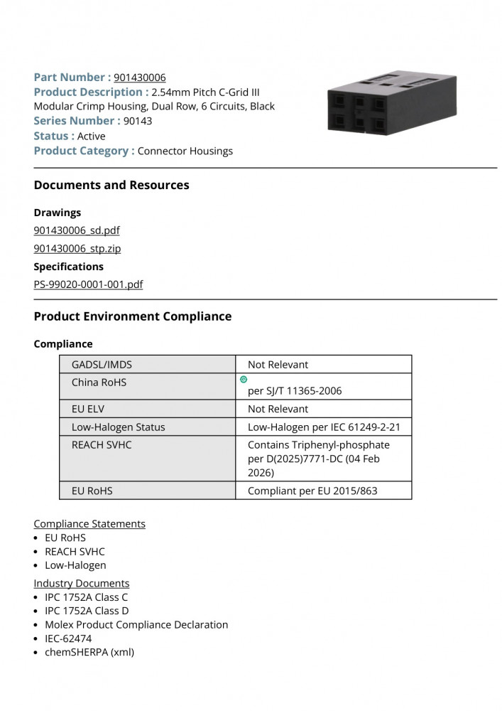901430006 product document image, page 1