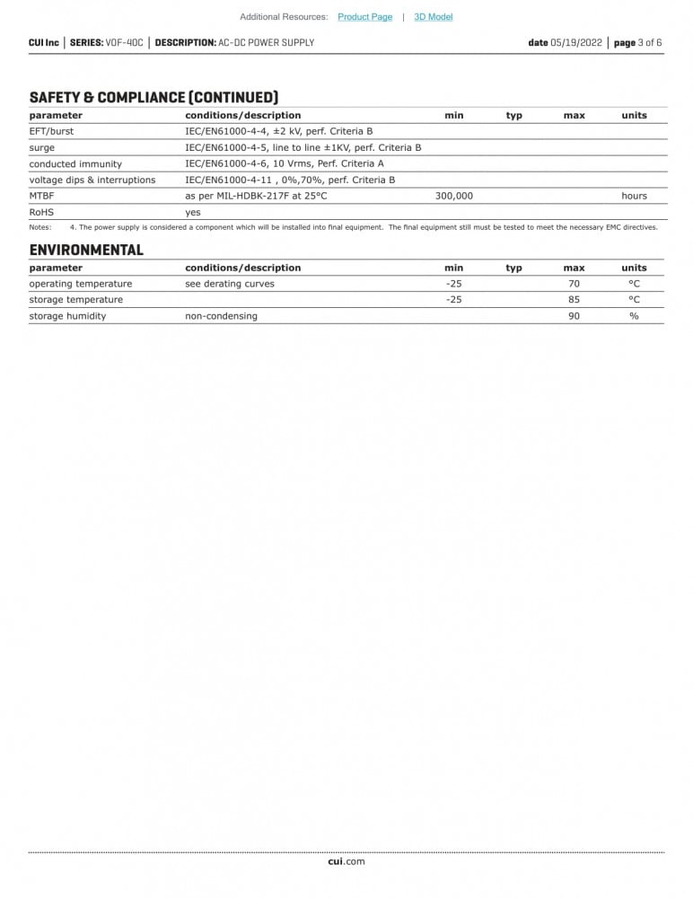 VOF-40C-S12 datasheet page 3