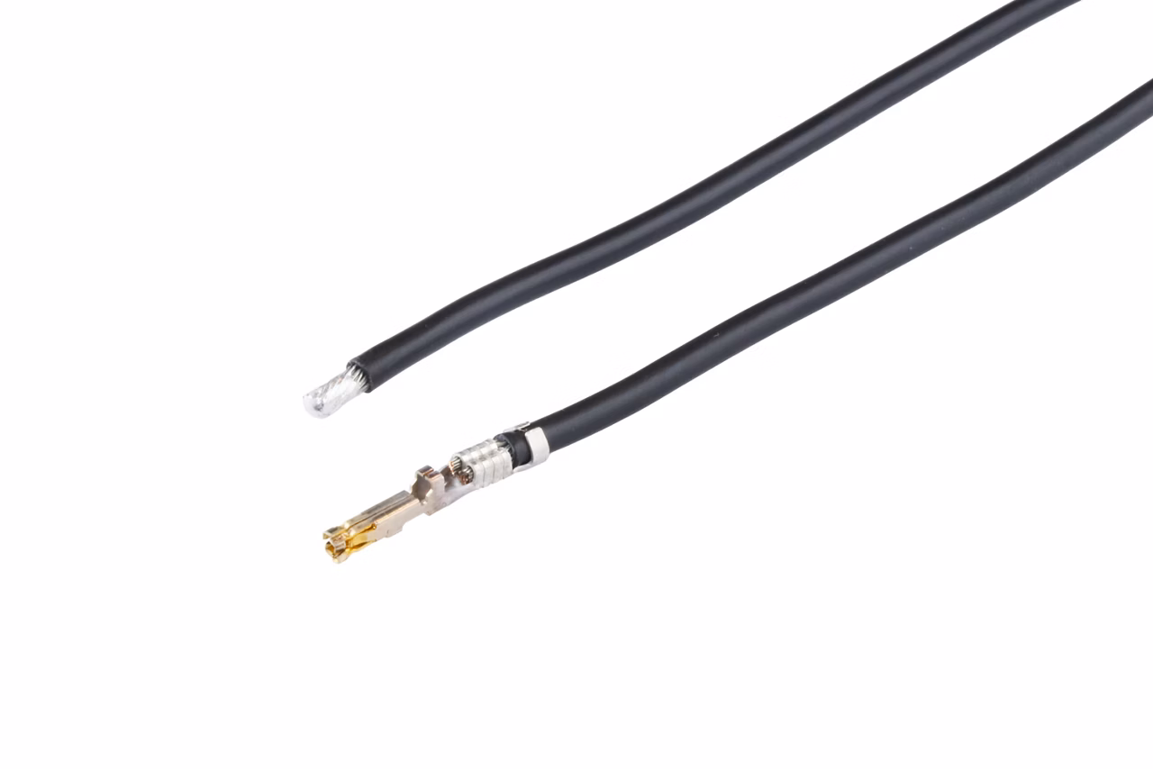 Pre-Crimped Lead Pico-Clasp Female-to-Pigtail, Gold (Au) Plating, 300.00mm Length, 28 AWG, Black