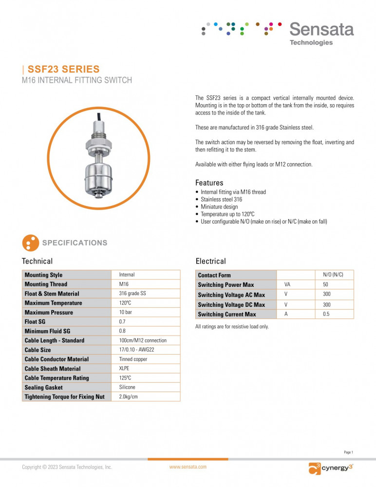 SSF23XPM12 technical document page 1