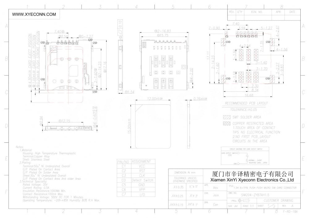 SIM204-ZYB7AH1.5 product drawing page 1