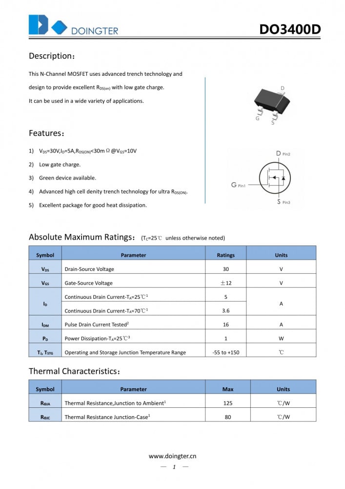 DO3400D datasheet page 1
