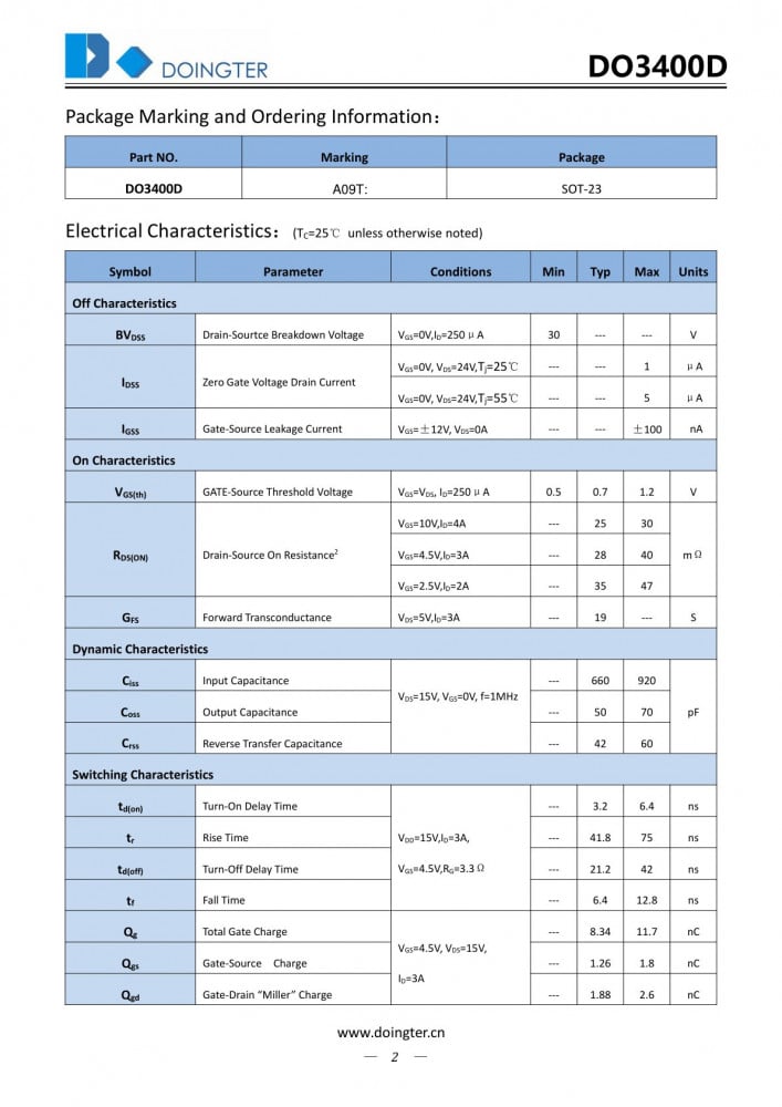 DO3400D datasheet page 2