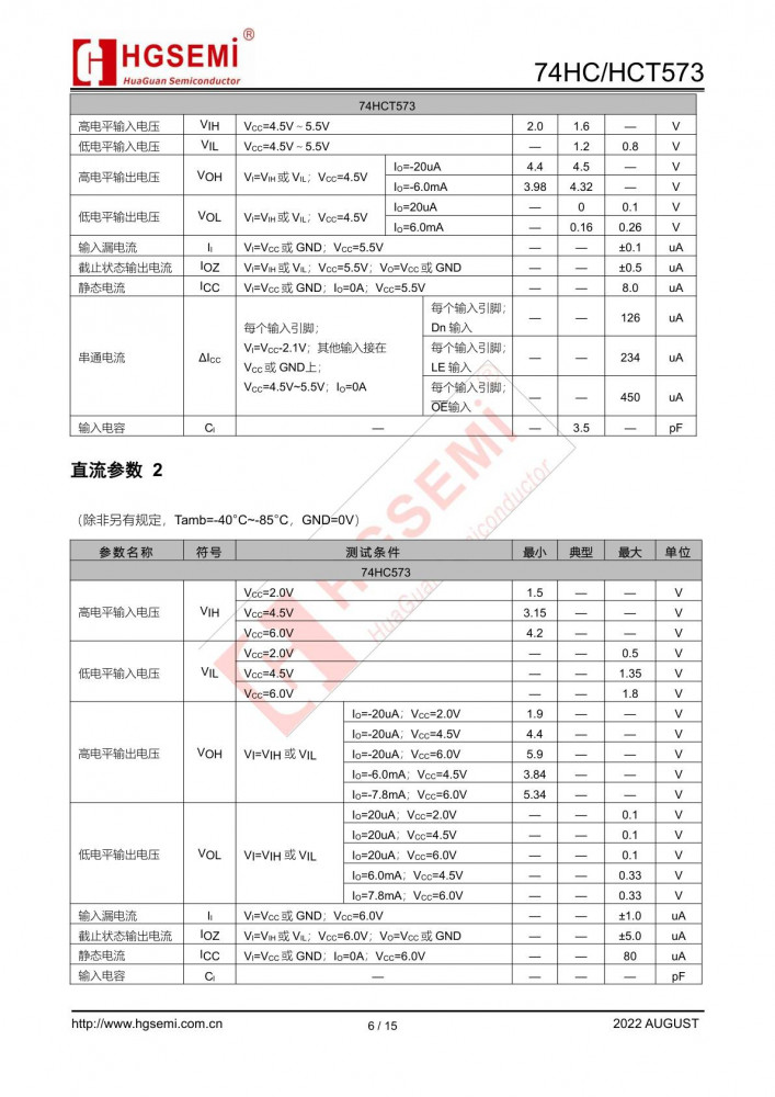 74HC573M/TR datasheet page 6