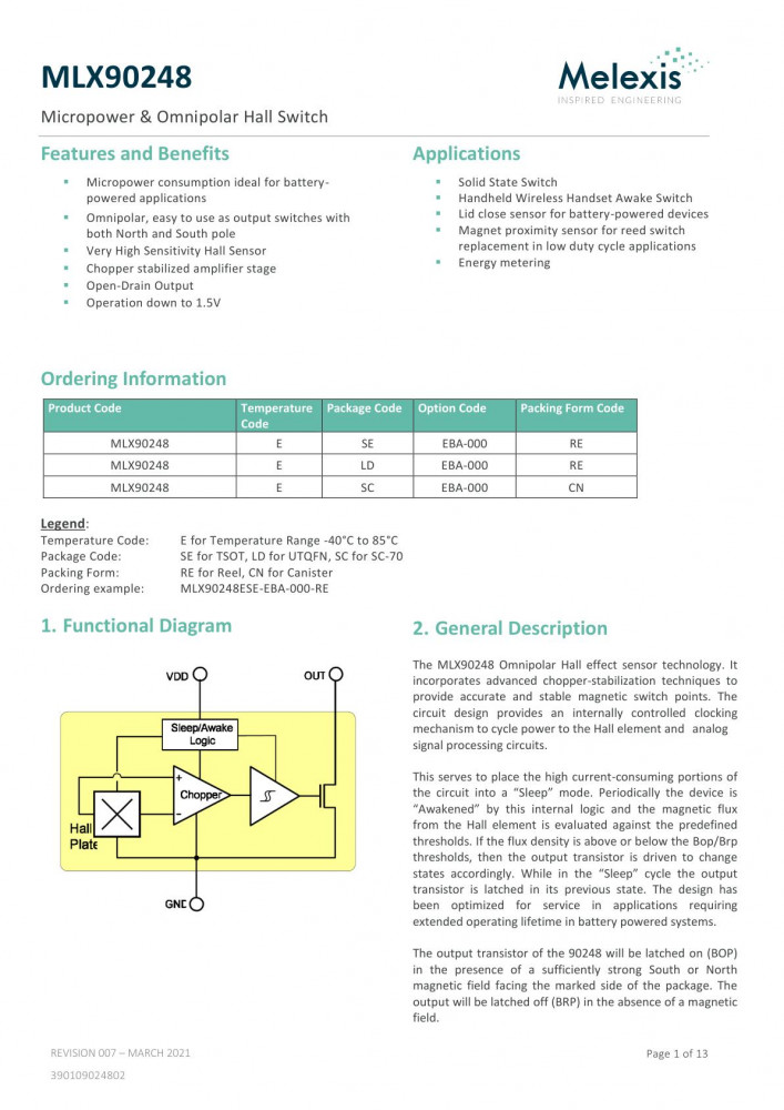 MLX90248 datasheet page 1