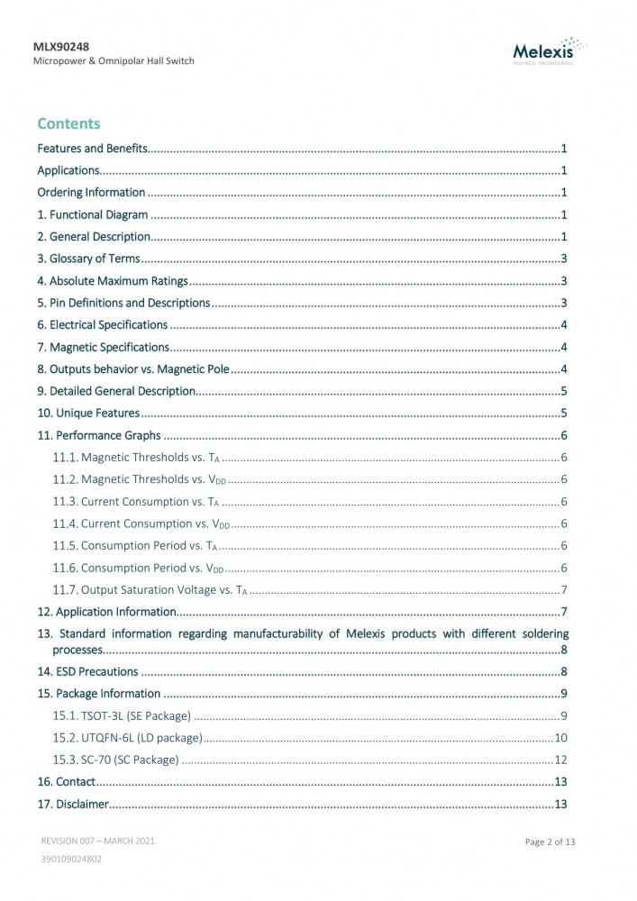 MLX90248 datasheet page 2