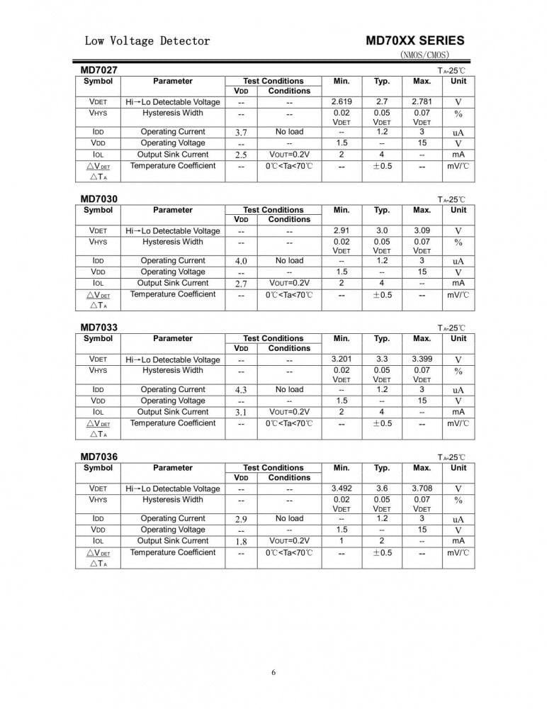 MD70XX datasheet page 6