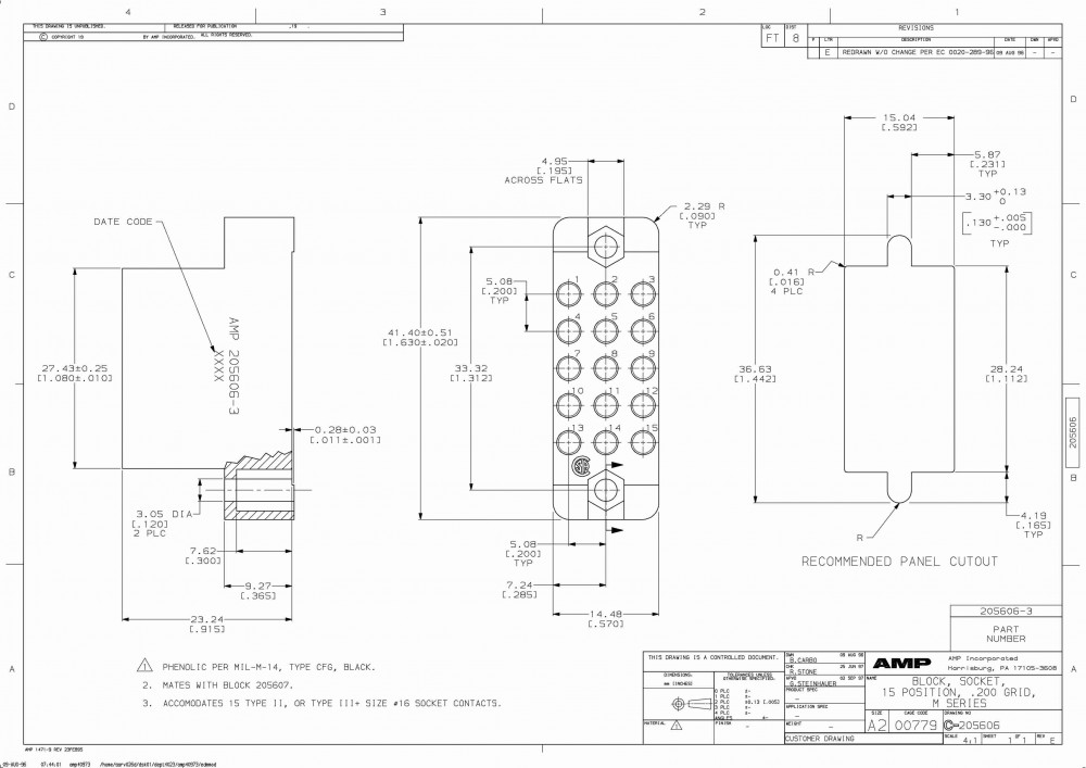 AMP 1471-9 Rev 23FEB95 document image for TE Connectivity 205606-3