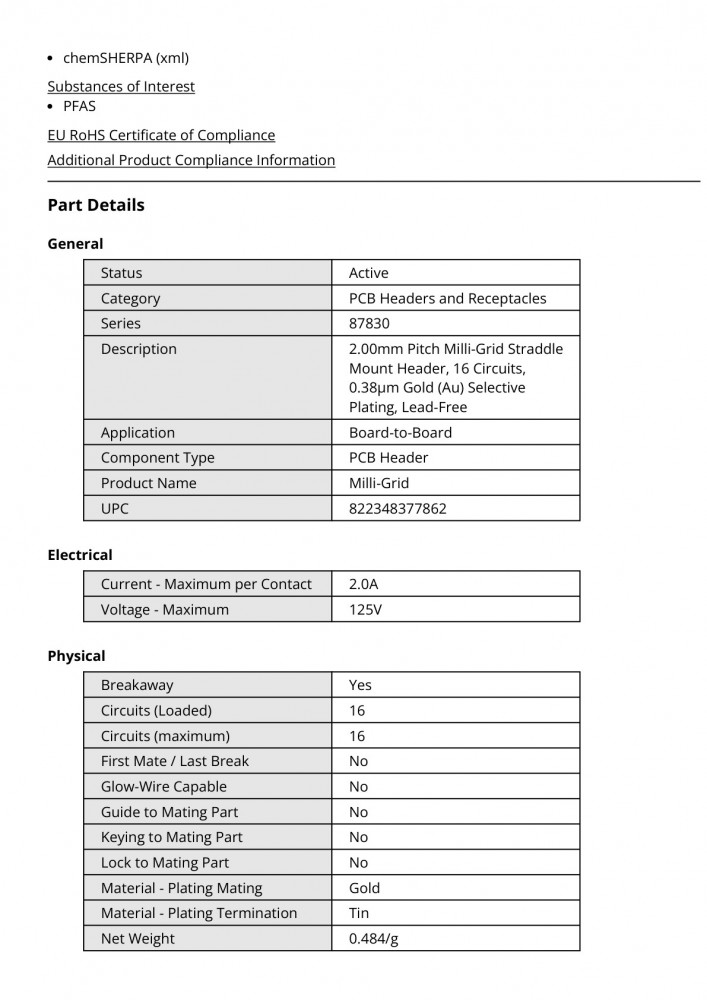MOLEX 878301621 technical document preview, page 2